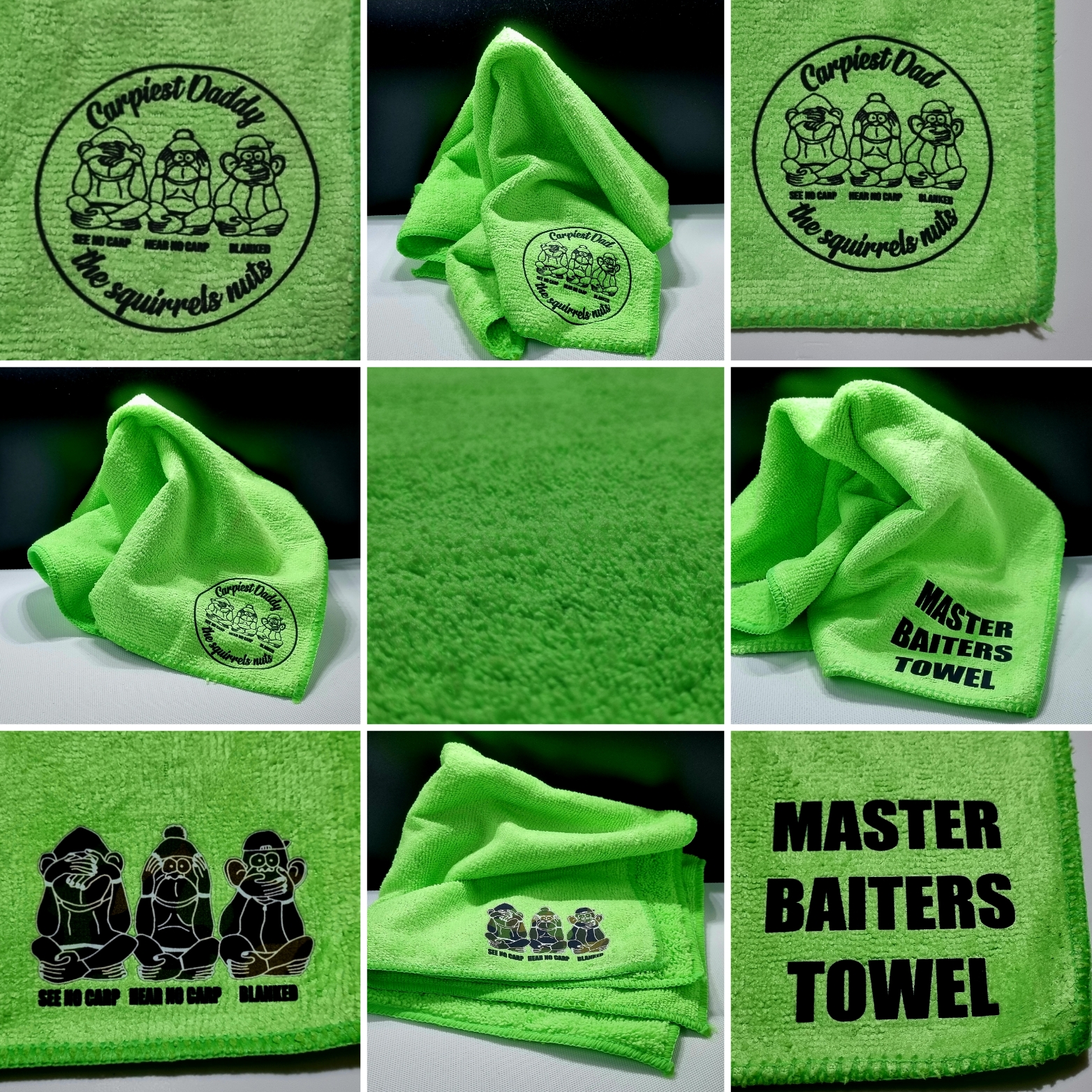 Carp Fishing Microfibre Hand Towels - The Squirrels Nuts